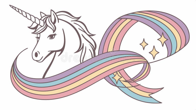 Unicorn Rainbow Ribbon, Mythical Creature and Fantasy Illustration ...