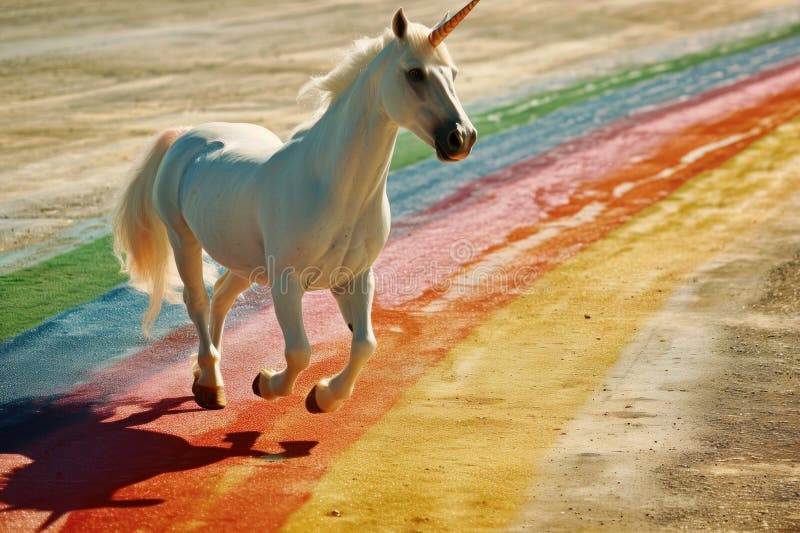 A Unicorn Running through a Field of Flowers. Generative AI Image ...