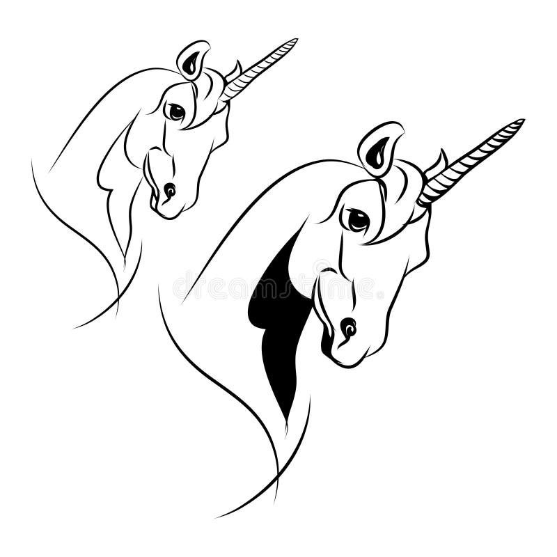 White unicorn head stock vector. Illustration of horn - 80010964