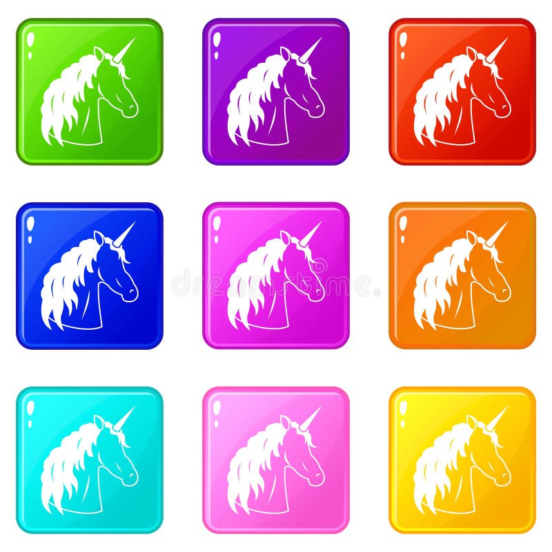 Unicorn set 9 stock vector. Illustration of magic, fantasy - 96541076