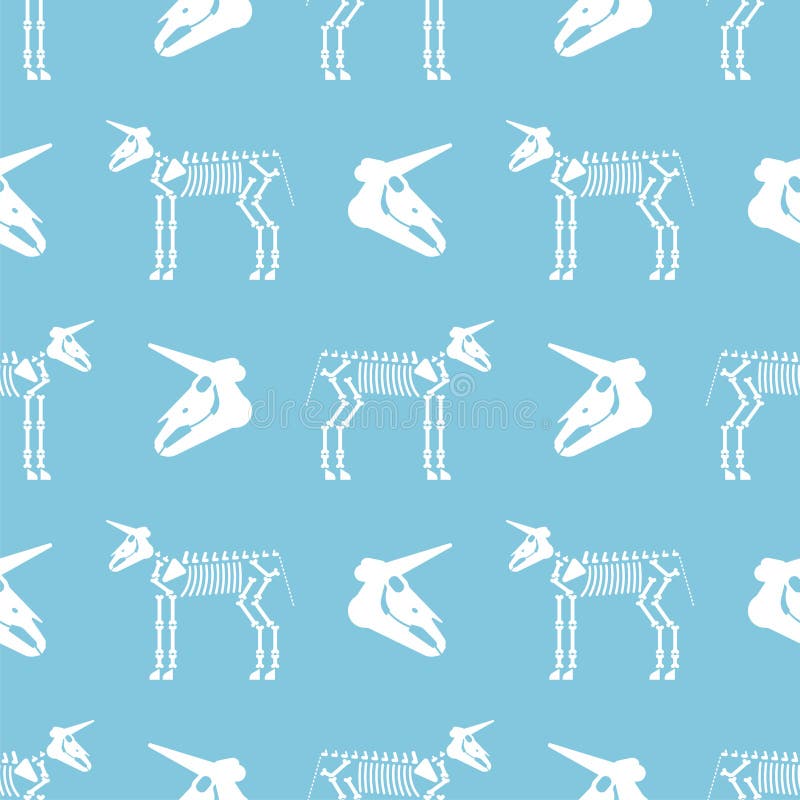 Unicorn Skeleton Pattern Seamless. Magic Horse with Horn Skull ...