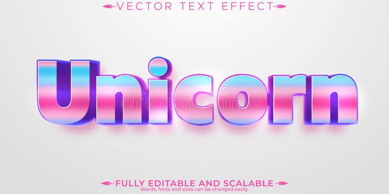 Unicorn Text Effect, Editable Pink and Sweet Text Style Stock Vector ...