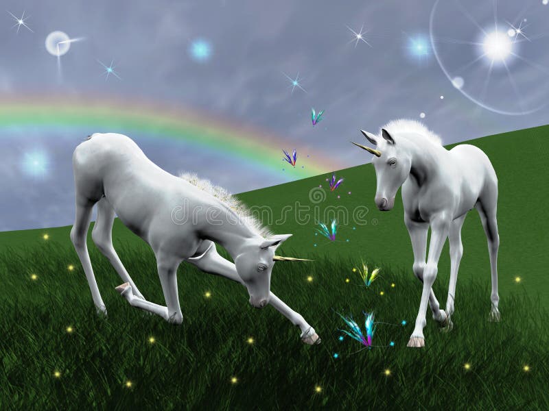 Playing Unicorns Part 1 stock illustration. Illustration of charger ...