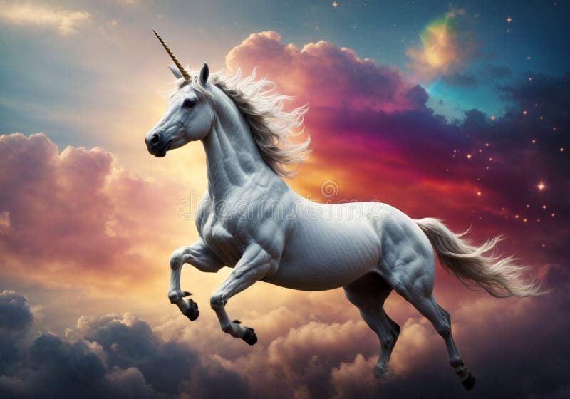 AI-generated: Powerful Unicorn in Flight Stock Image - Image of energy ...