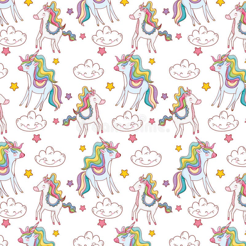 Unicorns Pattern Background Stock Vector - Illustration of cute, bright ...