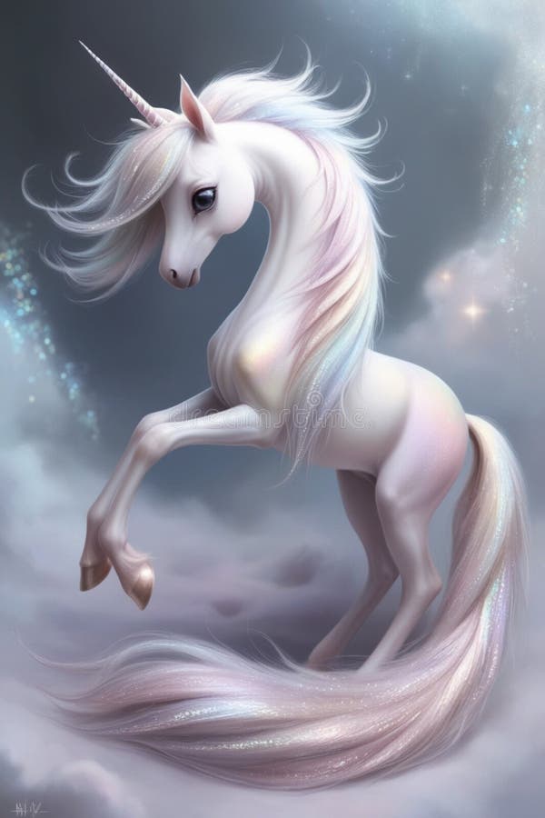 Celestial Unicorn in an Ethereal Dreamscape Stock Illustration ...