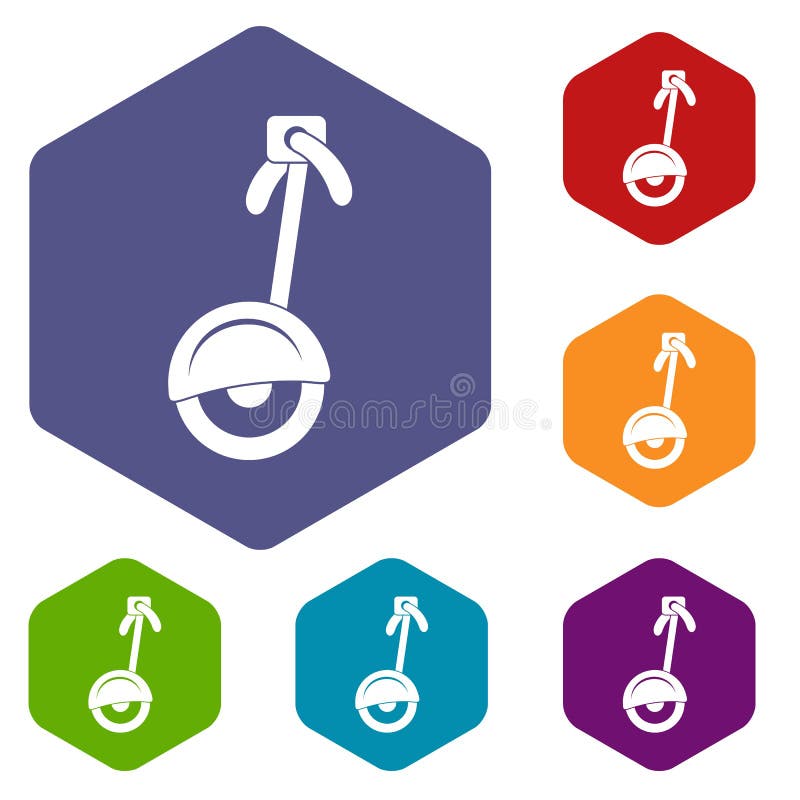 Unicycle icons set hexagon stock vector. Illustration of personal ...