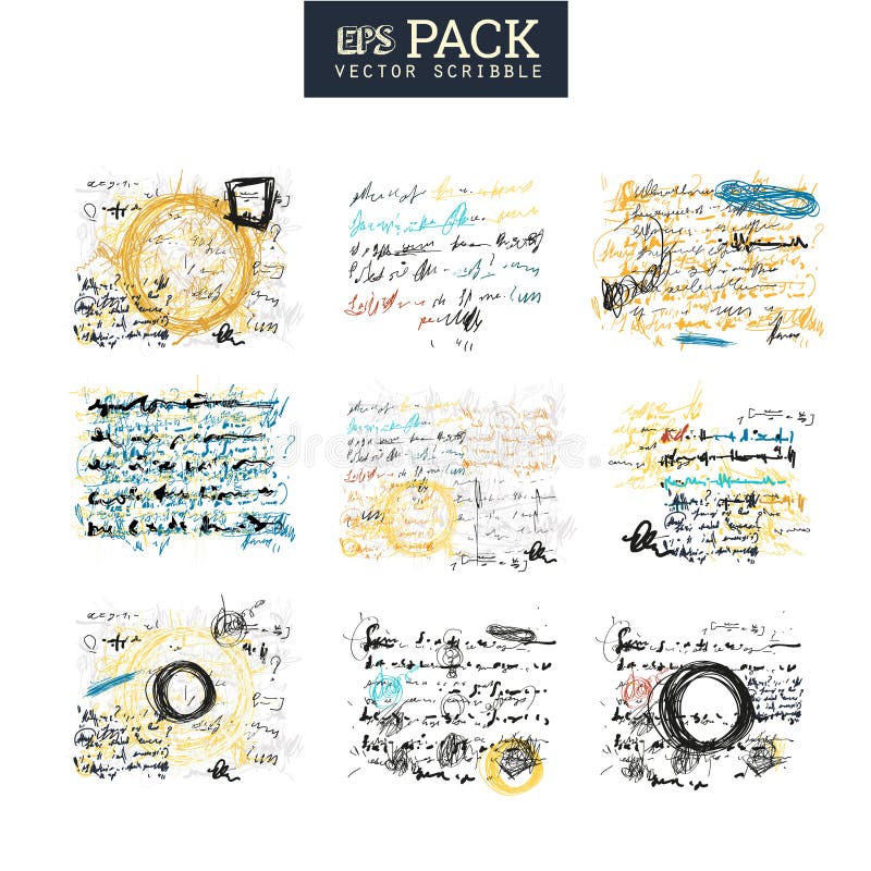 Unidentified Abstract Handwriting Scribble Text Art Drawing Pack. Stock ...