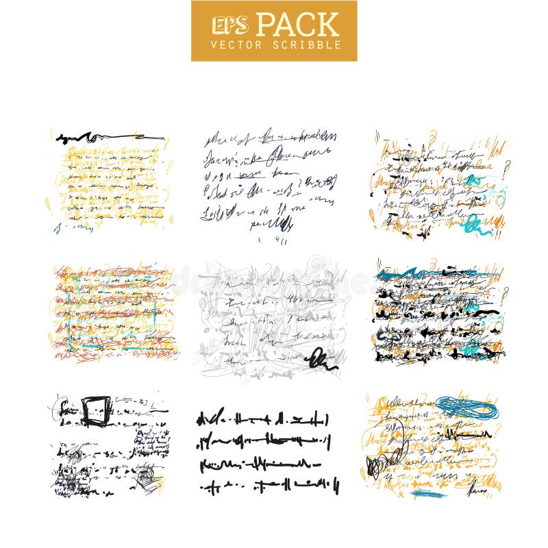 Unidentified Abstract Handwriting Scribble Text Art Drawing Pack. Stock ...