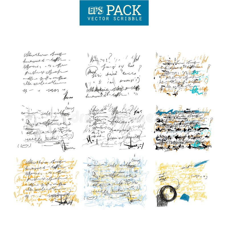 Unidentified Abstract Handwriting Scribble Text Art Drawing Pack. Stock ...