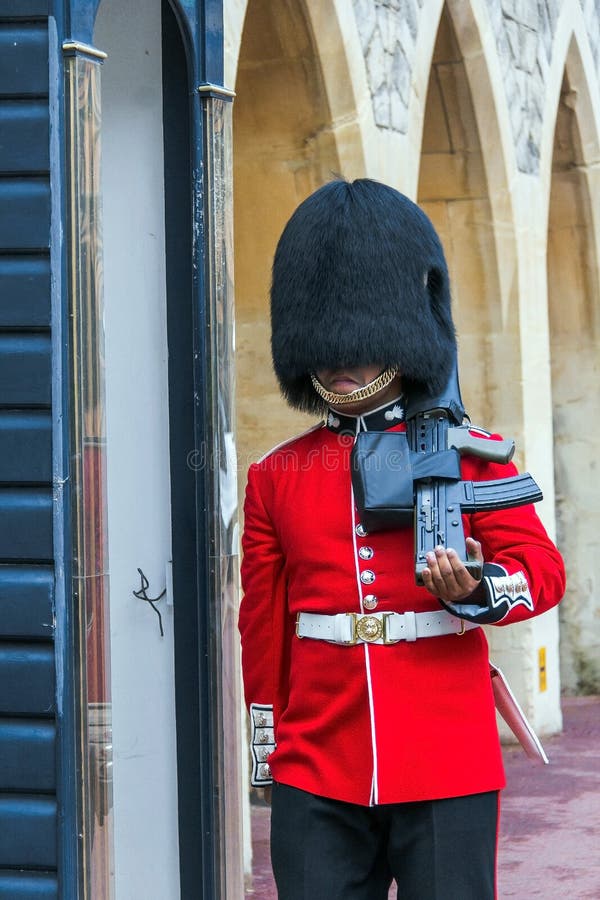 Unidentified British Queen S Guard Marching on Duty Inside Windsor ...