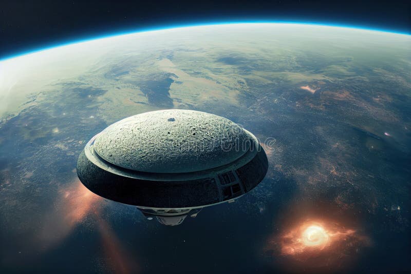 Alien spaceship in space stock illustration. Illustration of galaxy ...