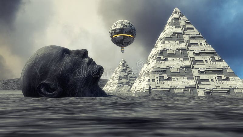 Unidentified Flying Object and Pyramid Stock Illustration ...