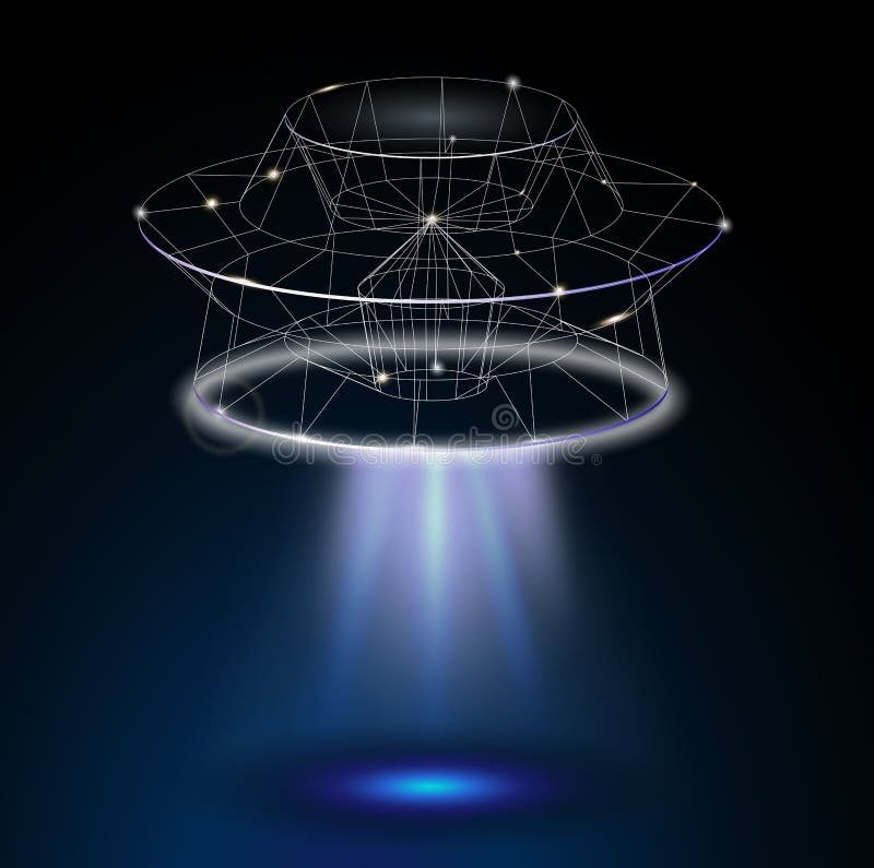 Unidentified Flying Object in the Sky. Space Ship with Transparent Blue ...