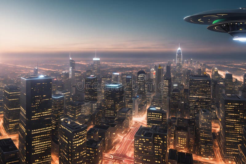 Unidentified Flying Object Spotted in the City.AI Generated Stock ...