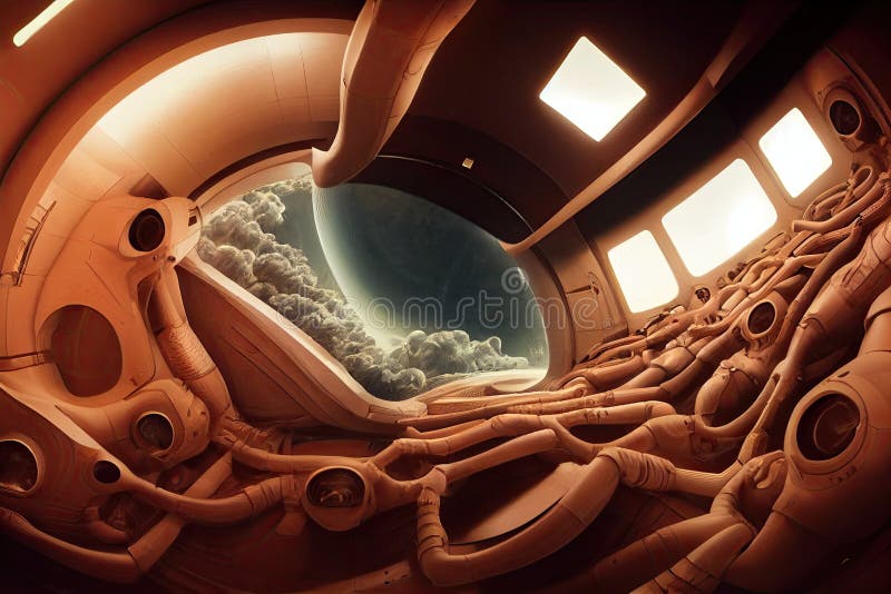 Spaceship Interior of Aliens Stock Illustration - Illustration of space ...