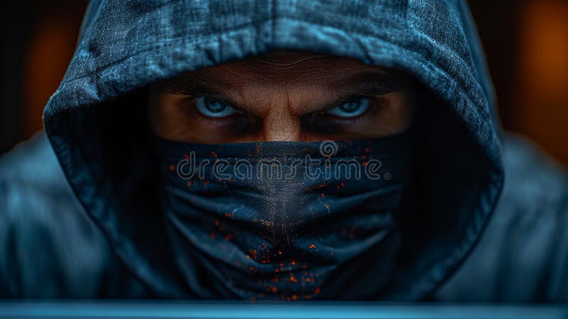 Mysterious Cyber Criminal in Hood Hacking Computer. AI Generated Stock ...