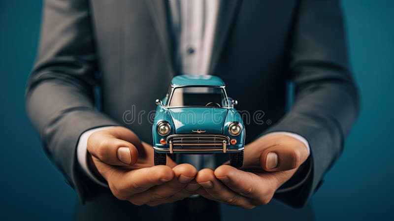 An Unidentified Man is Holding a Model Car in His Hands. the Concept of ...