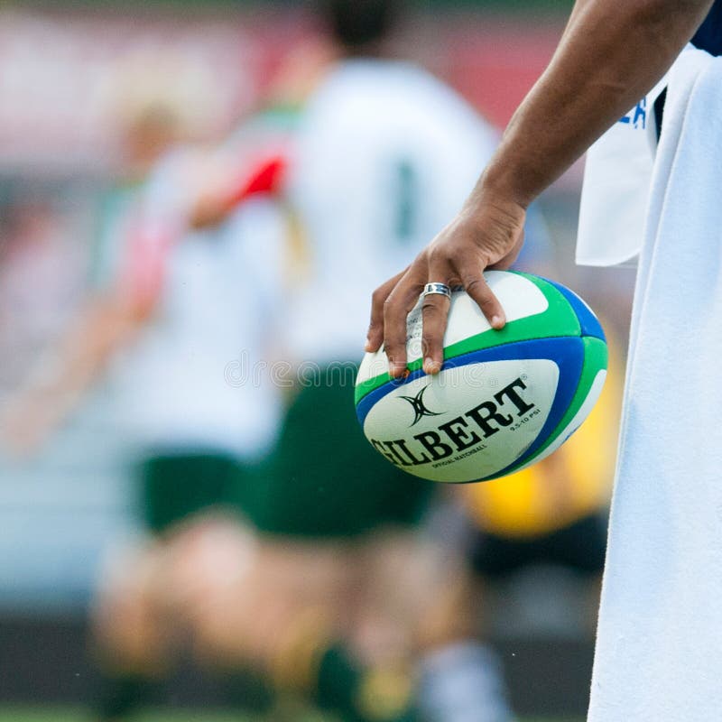 Rugby Ball Near Try Line on Rugby Pitch Stock Image - Image of leather ...
