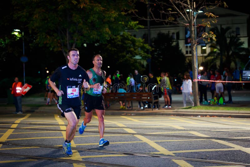 Unidentified Runner in the Marathon Night of Bilbao Editorial ...