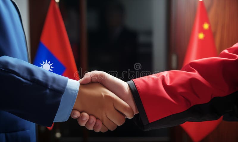 The Unification of China and Taiwan. Handshake, Flags, Union. AI ...