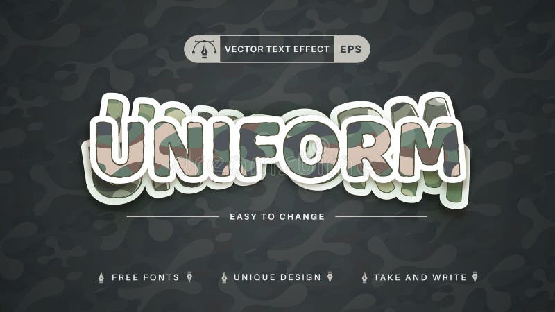 Uniform - Editable Text Effect, Font Style Stock Vector - Illustration ...