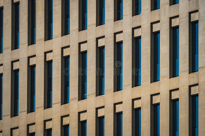 Uniform Facade of an Office Building Stock Image - Image of daytime ...