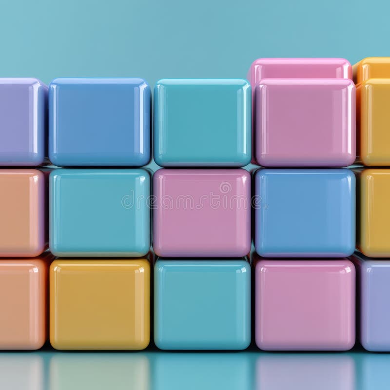 A Uniform Grid of Pastel-colored Glossy Blocks, Creating a Modern ...