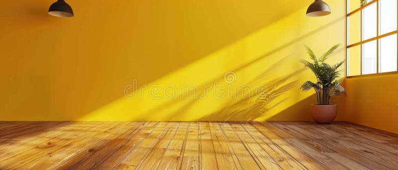 Uniform Light Yellow Room - Background for Interior Design Stock ...