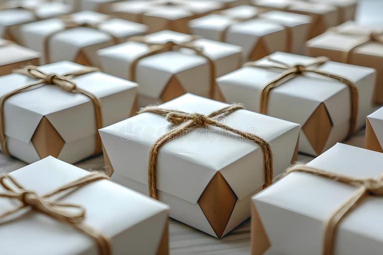 Concept Shipping, Packaging, Logistics Uniform White Packages Ready for ...