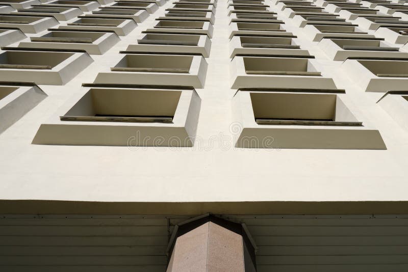 Uniform Windows of a Concrete Building with a Column Going Up Stock ...