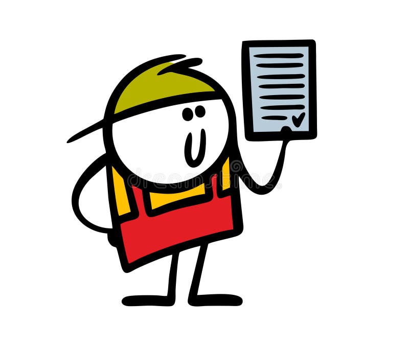 Uniformed Employee from the Delivery Service Shows a Document Signed by ...