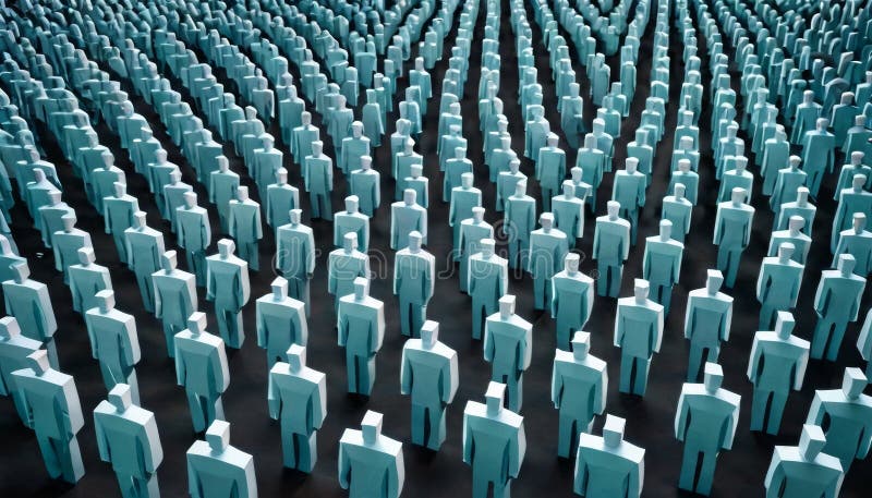 Uniformity of Abstract Human Figures in a Crowd Stock Image - Image of ...