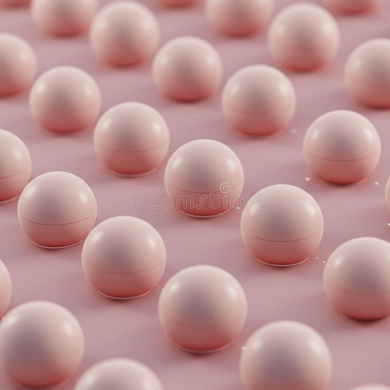 Uniformly Arranged Pink Spheres Rest on a Smooth Pink Surface, Creating ...