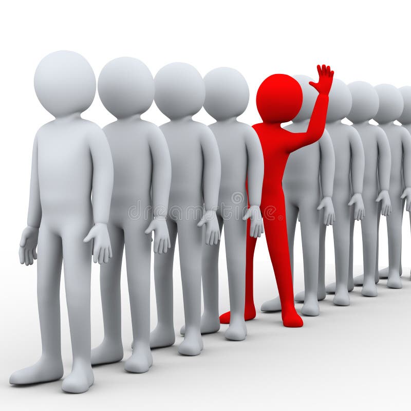 Unik man 3d i rad stock illustrationer. Illustration av begrepp - 31027177