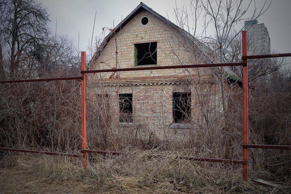 Uninhabited small house stock photo. Image of fence, grass - 61804964