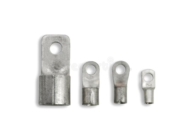 Uninsulated Ring Type Wire Terminals of Various Sizes Displayed for ...