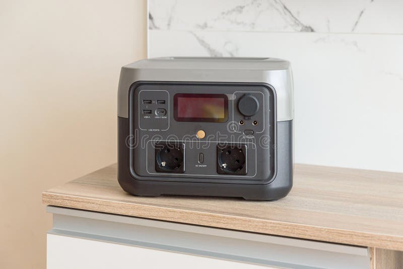 Uninterruptible Power Supply Source. Portable Power Station Staying on ...