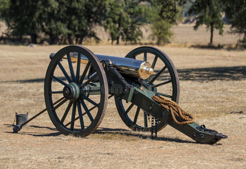 Union Army Brass Cannon stock image. Image of brass, spokes - 62101517