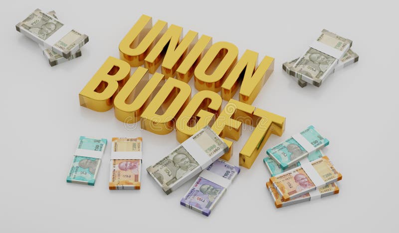 Union Budget of India with Indian Currency Rupee Notes - 3D ...