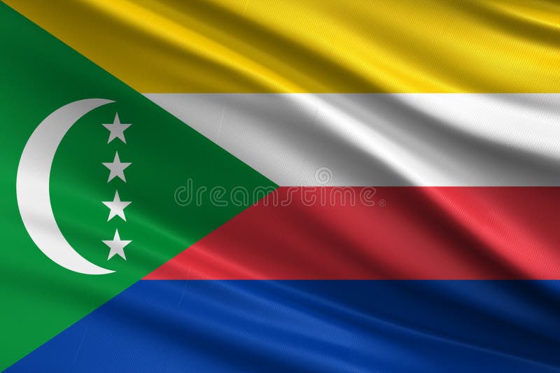 Comoros Flag with Fabric Texture, Official Colors, 3D Illustration ...