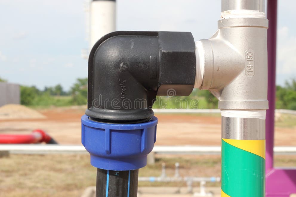 Union for Connect HDPE Pipe Stock Image - Image of union, plant: 41297533