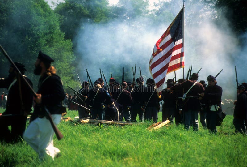 Union infantry line fires editorial stock photo. Image of guns - 19998168