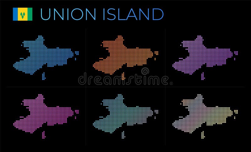 Union Island Dotted Map Set. Stock Vector - Illustration of country ...