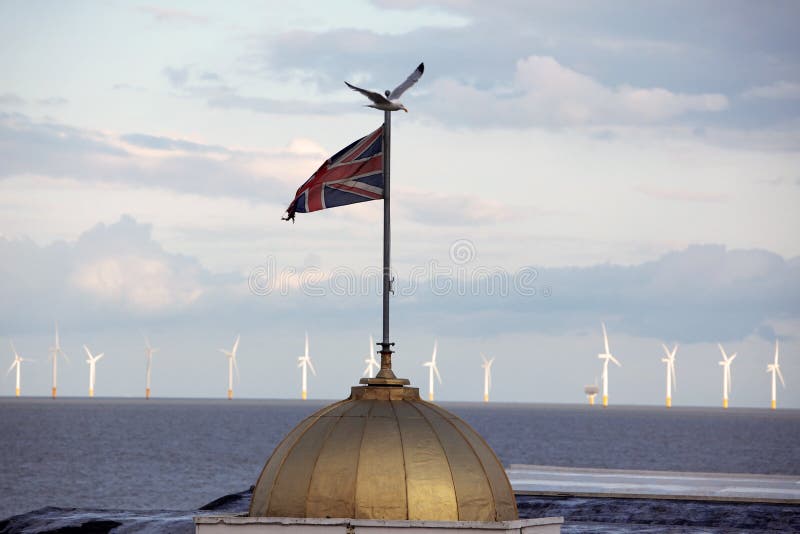 Union Jack Against Wind Power Station Stock Photo - Image of innovation ...