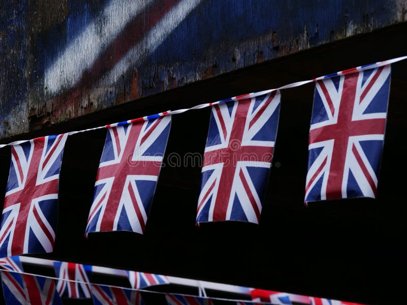 Union Jack British Flag Bunting Medium Shot Stock Image - Image of ...
