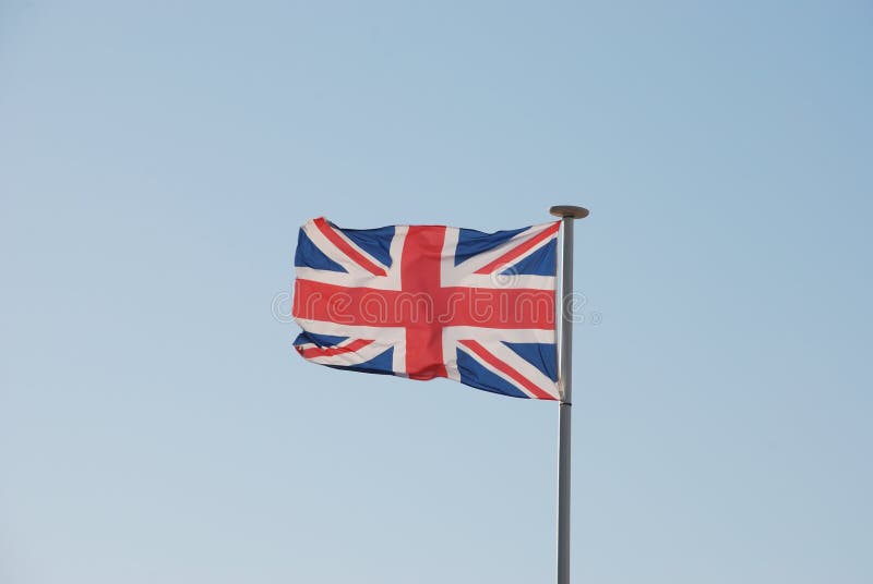 Union Jack British Flag Flying on a Weathered Flag Pole Stock Photo ...