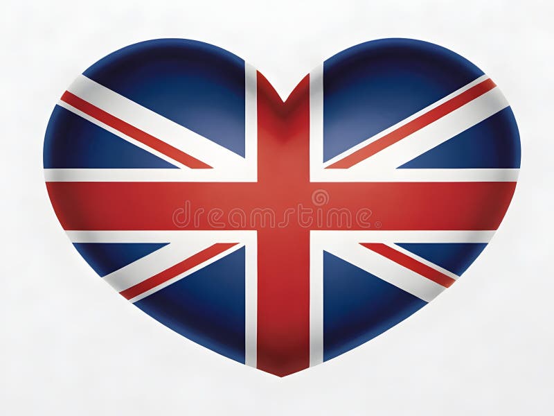 Union Jack Configured into a Heart Shape, Positioned Center on a ...