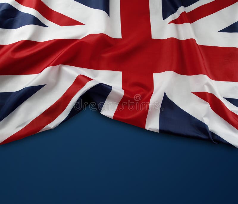 Union Jack flag on blue stock image. Image of britain - 303630387