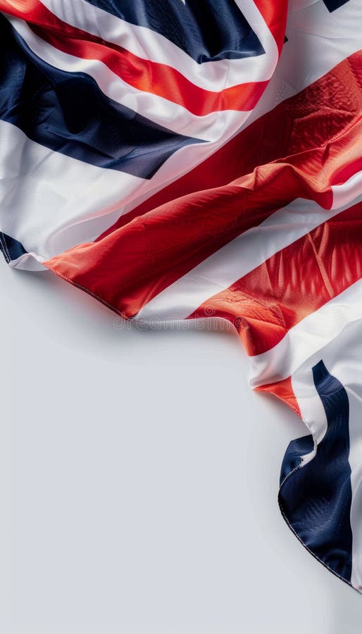 Union Jack Flag Flapping in the Wind Against a Light Grey Backdrop for ...